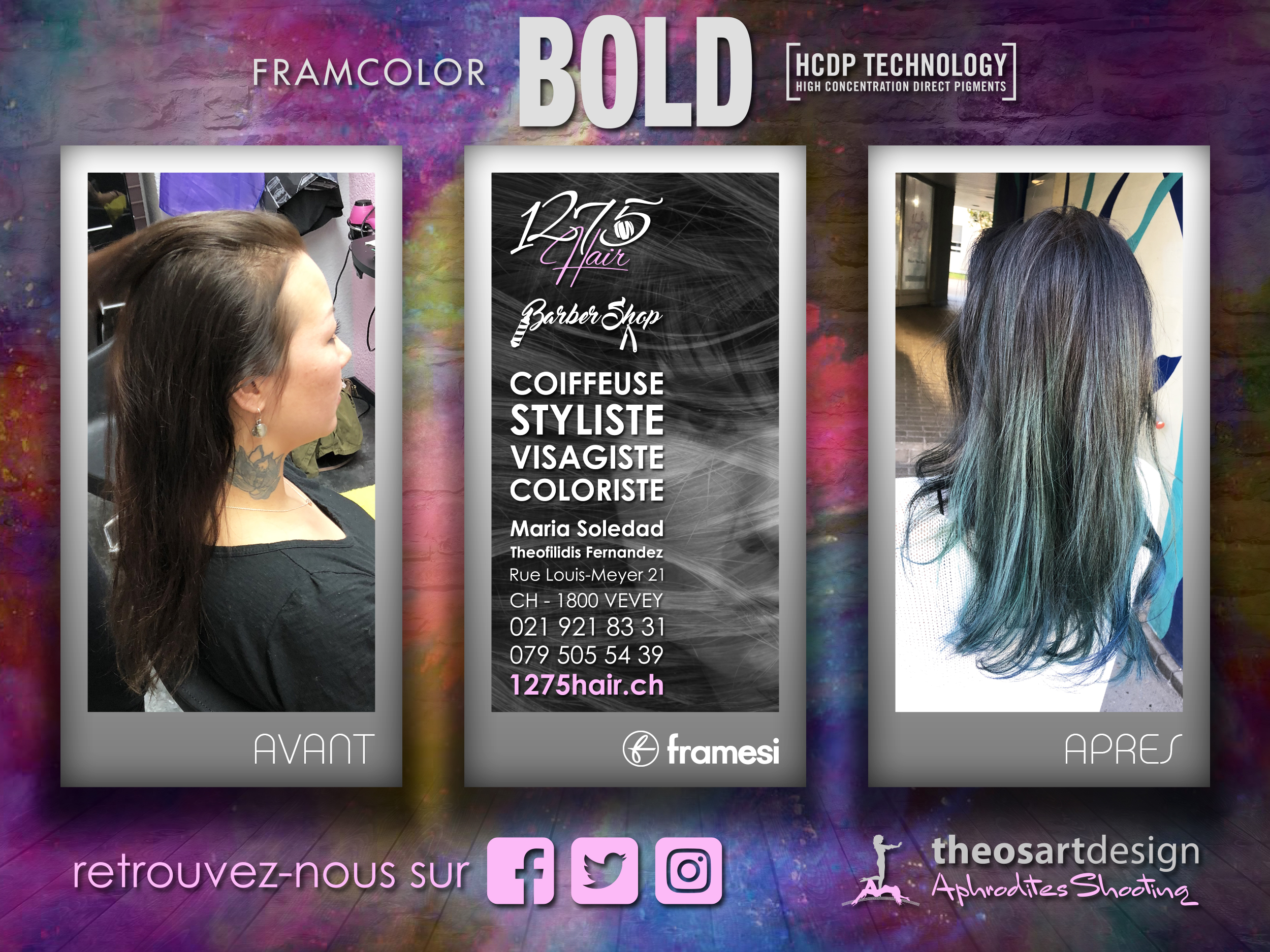 1275 HAIR & BARBER SHOP VEVEY - AVANT / APRES FRAMCOLOR BOLD FRAMESI